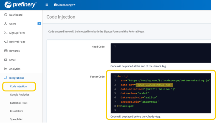Prefinery Installation Guide - CloudSponge