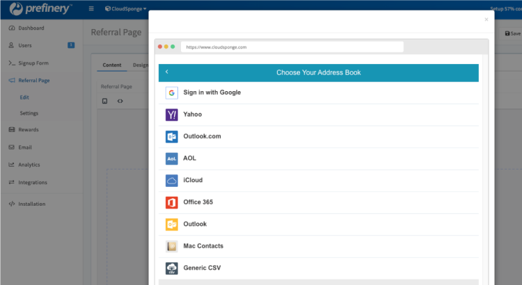 Prefinery Installation Guide - CloudSponge